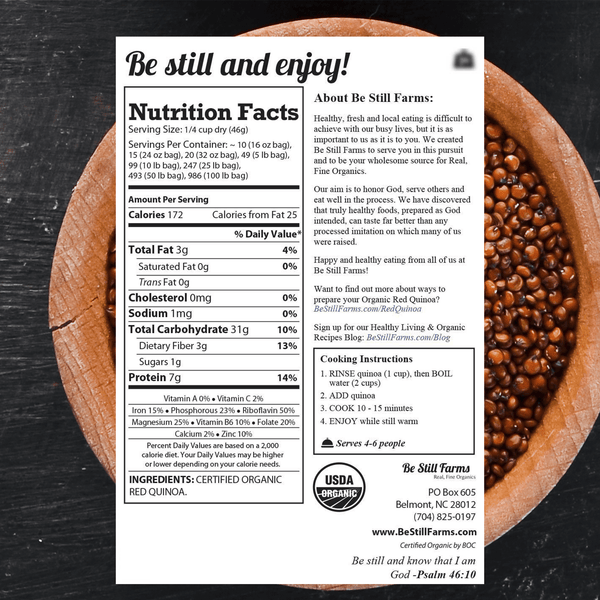 Organic Red Quinoa, Non-GMO, Bulk Red Quinoa - Be Still Farms- Real ...